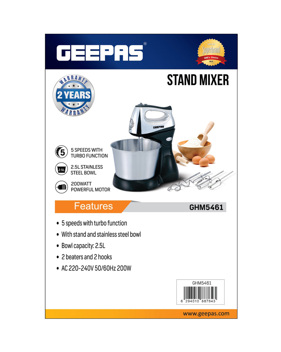 GEEPAS Stand Mixer 200W (GHM5461) – Shahalami.pk