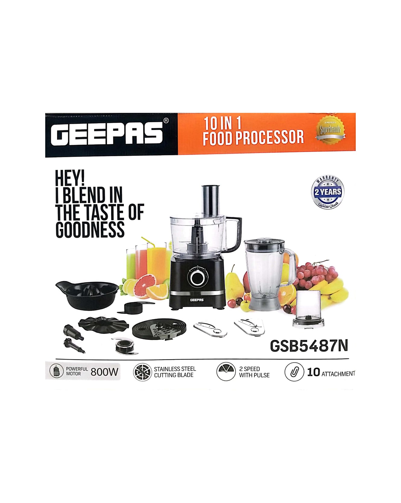 GEEPAS 10-In-1 Food Processor 800w (GSB5487N) – Shahalami.pk