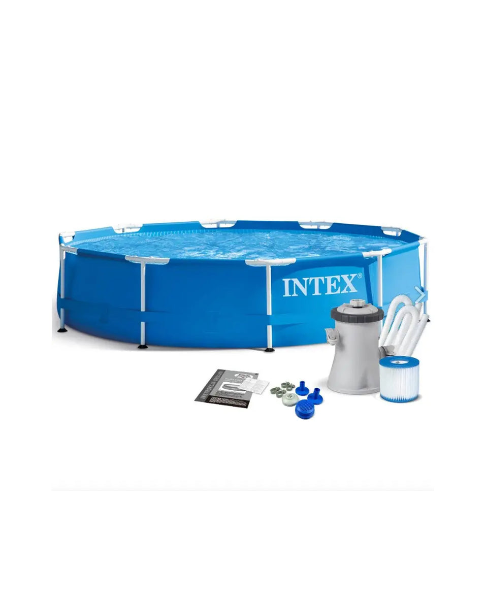 INTEX Round Metal Frame Pool (10' X 30") With Filter Pump – Shahalami.pk